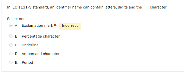 Solved In IEC 1131-3 standard, an identifier name can | Chegg.com