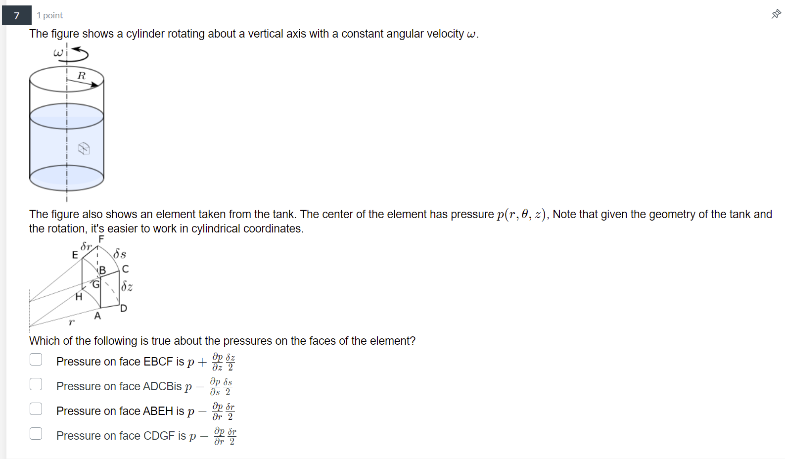 Solved 7 1 point The figure shows a cylinder rotating about | Chegg.com