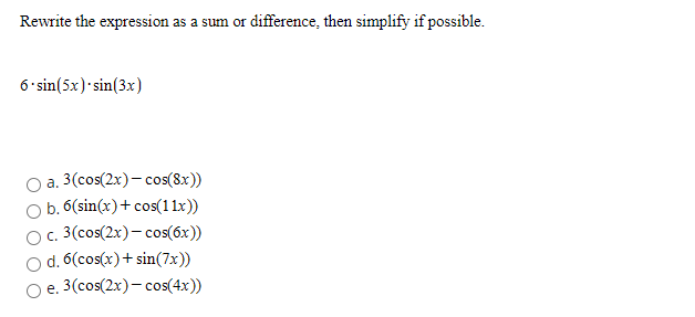 Solved Rewrite the expression as a sum or difference, then | Chegg.com
