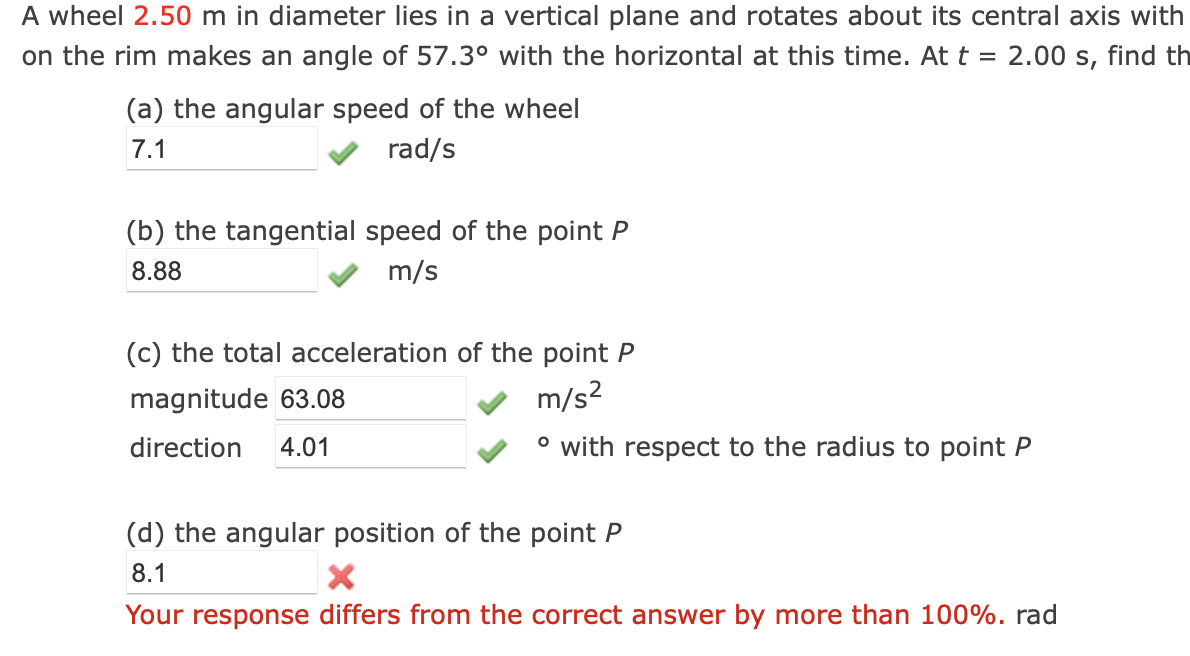 Solved wheel 2.50 m in diameter lies in a vertical plane and | Chegg.com