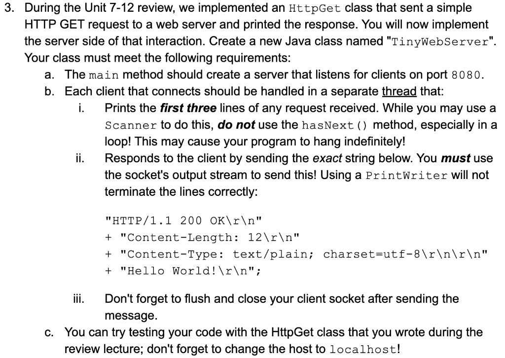 Solved During the Unit 7-12 review, we implemented an | Chegg.com
