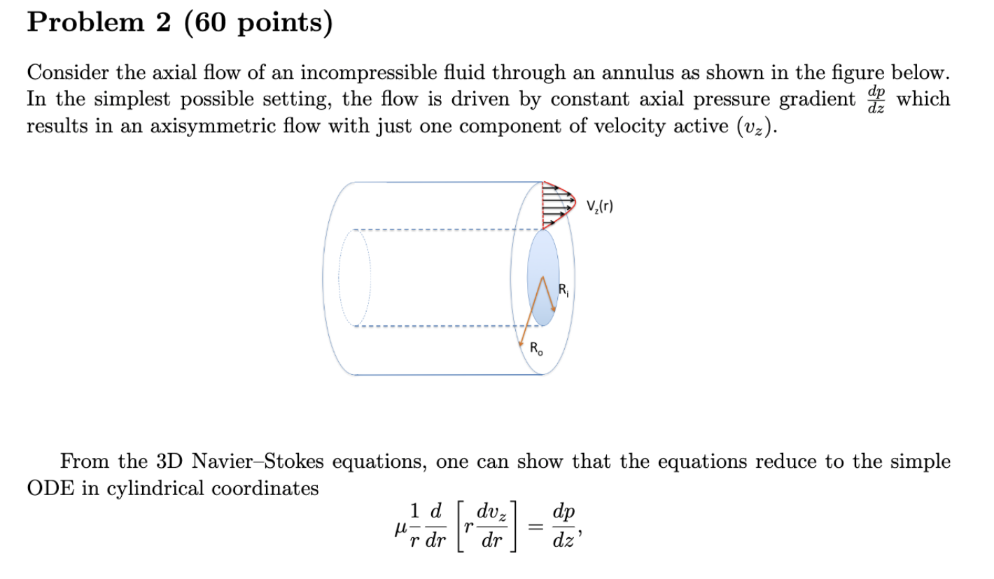 Problem 2 (60 points) Consider the axial flow of an | Chegg.com