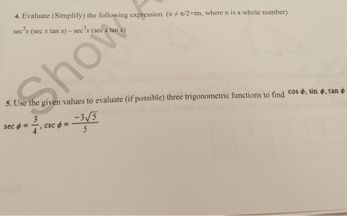 Solved Evaluate (Simplify) the following expression, (x | Chegg.com