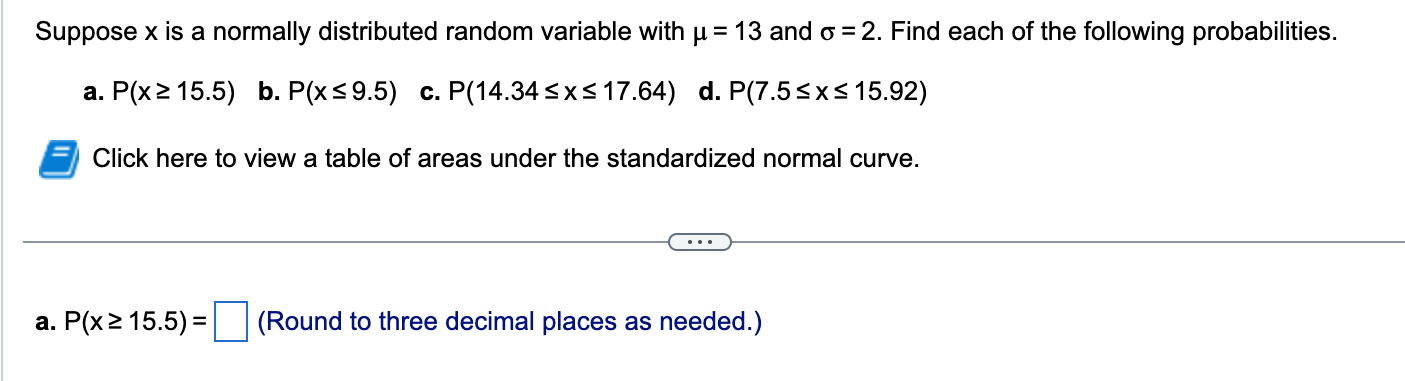 Solved Find the following probability for the standard | Chegg.com
