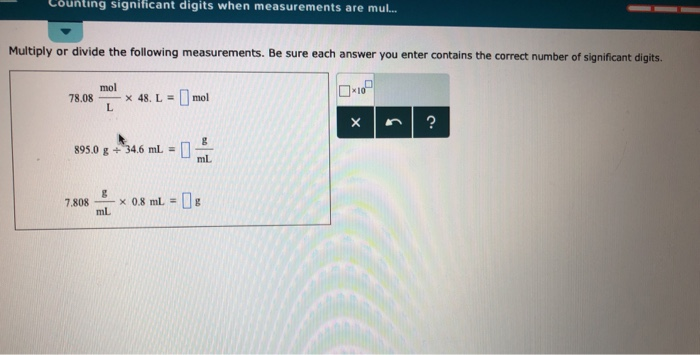 Solved Counting significant digits when measurements are | Chegg.com