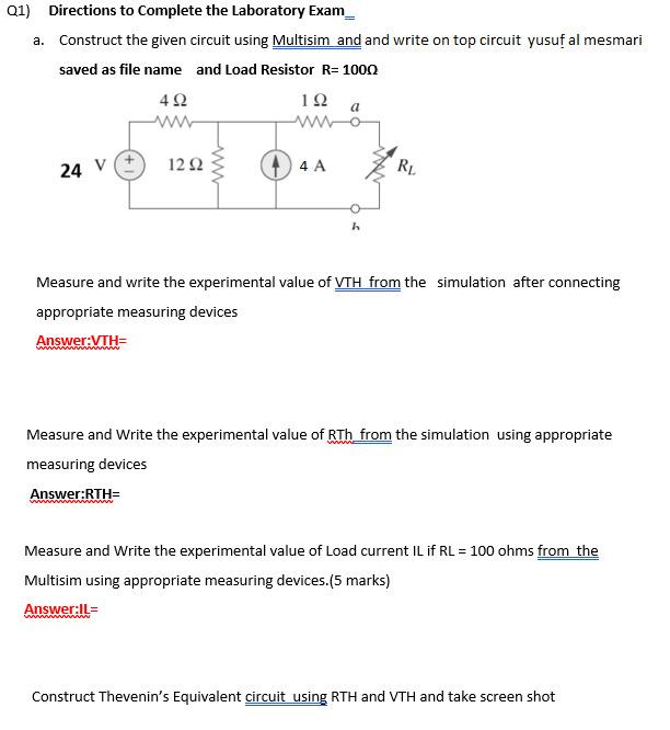 Solved 01) Directions to Complete the Laboratory Exam_ a. | Chegg.com
