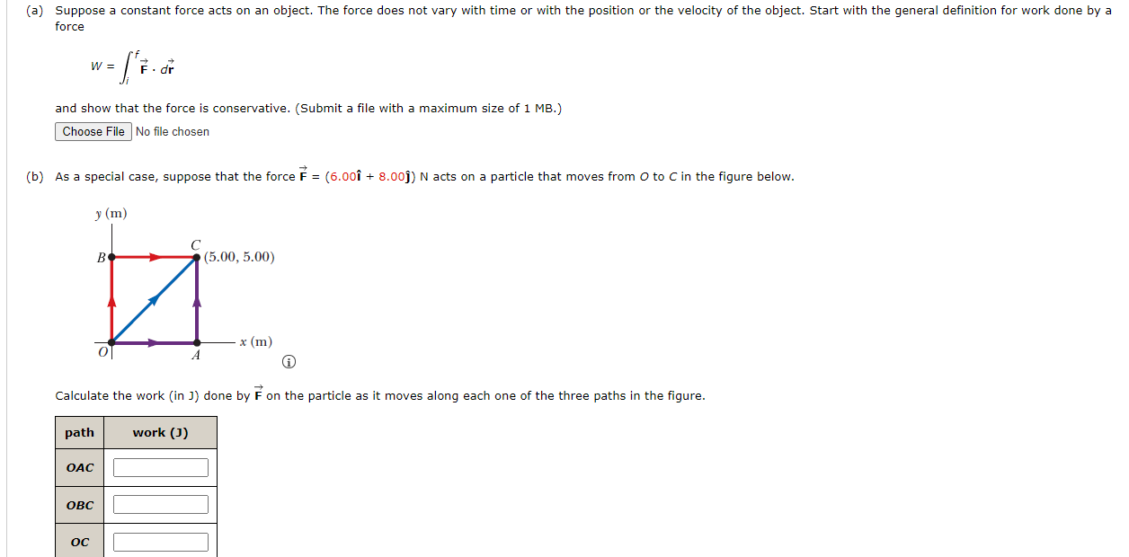Solved A Suppose A Constant Force Acts On An Object The
