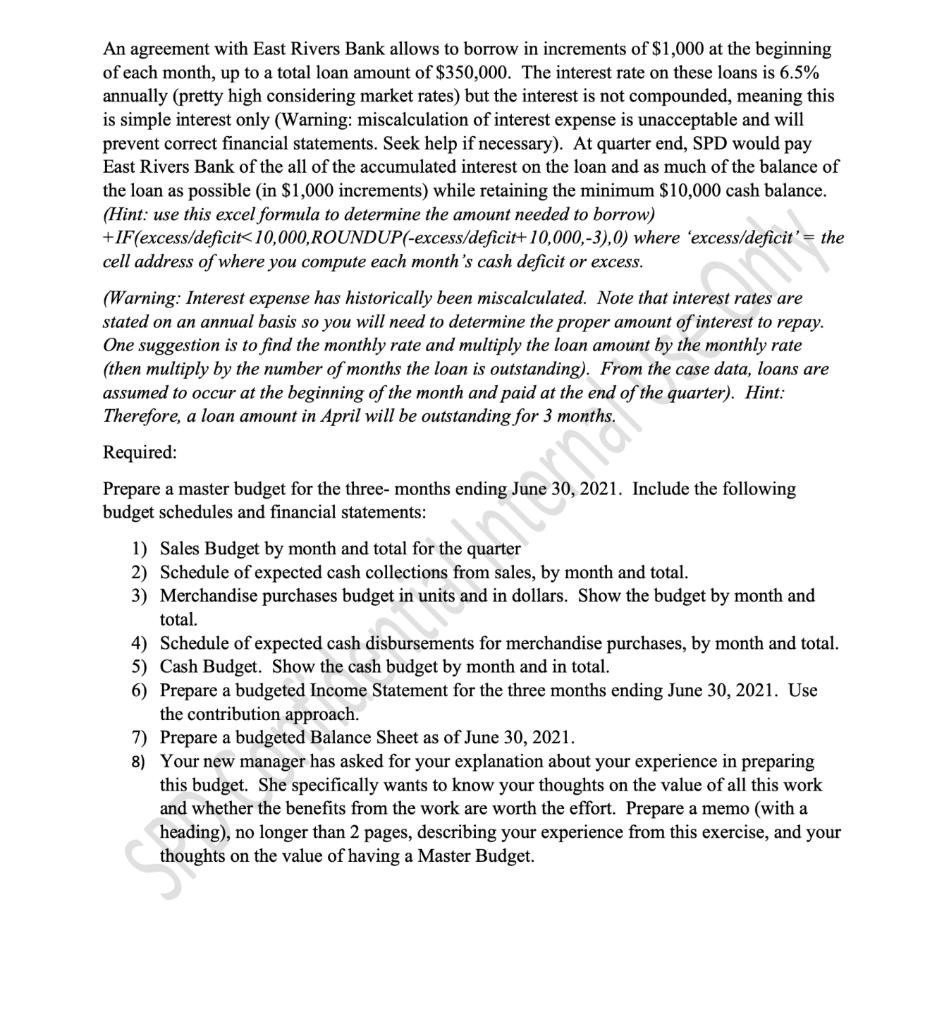 Solved Case Study 1 Master Budgeting and Pro-Forma Financial | Chegg.com