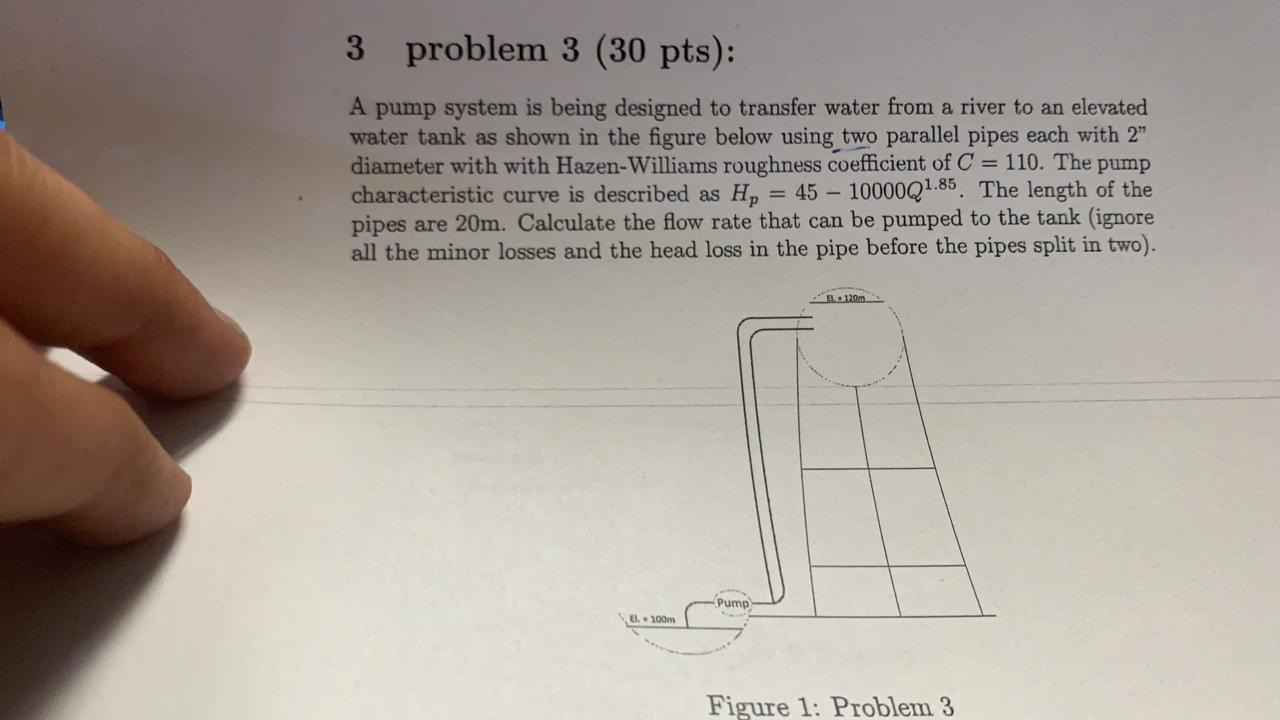 Solved 3 problem 3 (30 pts): A pump system is being designed | Chegg.com