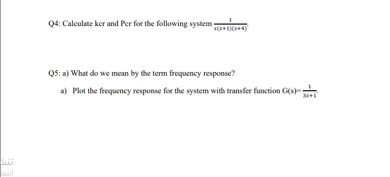 Solved 1 Q4: Calculate ker and Per for the following system | Chegg.com