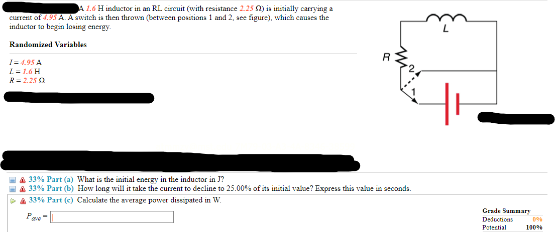 Solved A 1.6H inductor in an RL circuit (with resistance | Chegg.com