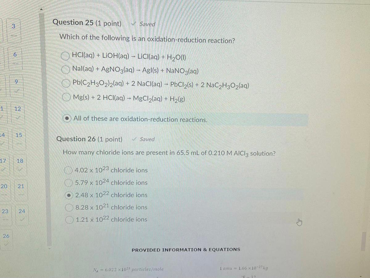 Solved 3 Question 25 (1 point) Saved Which of the following | Chegg.com