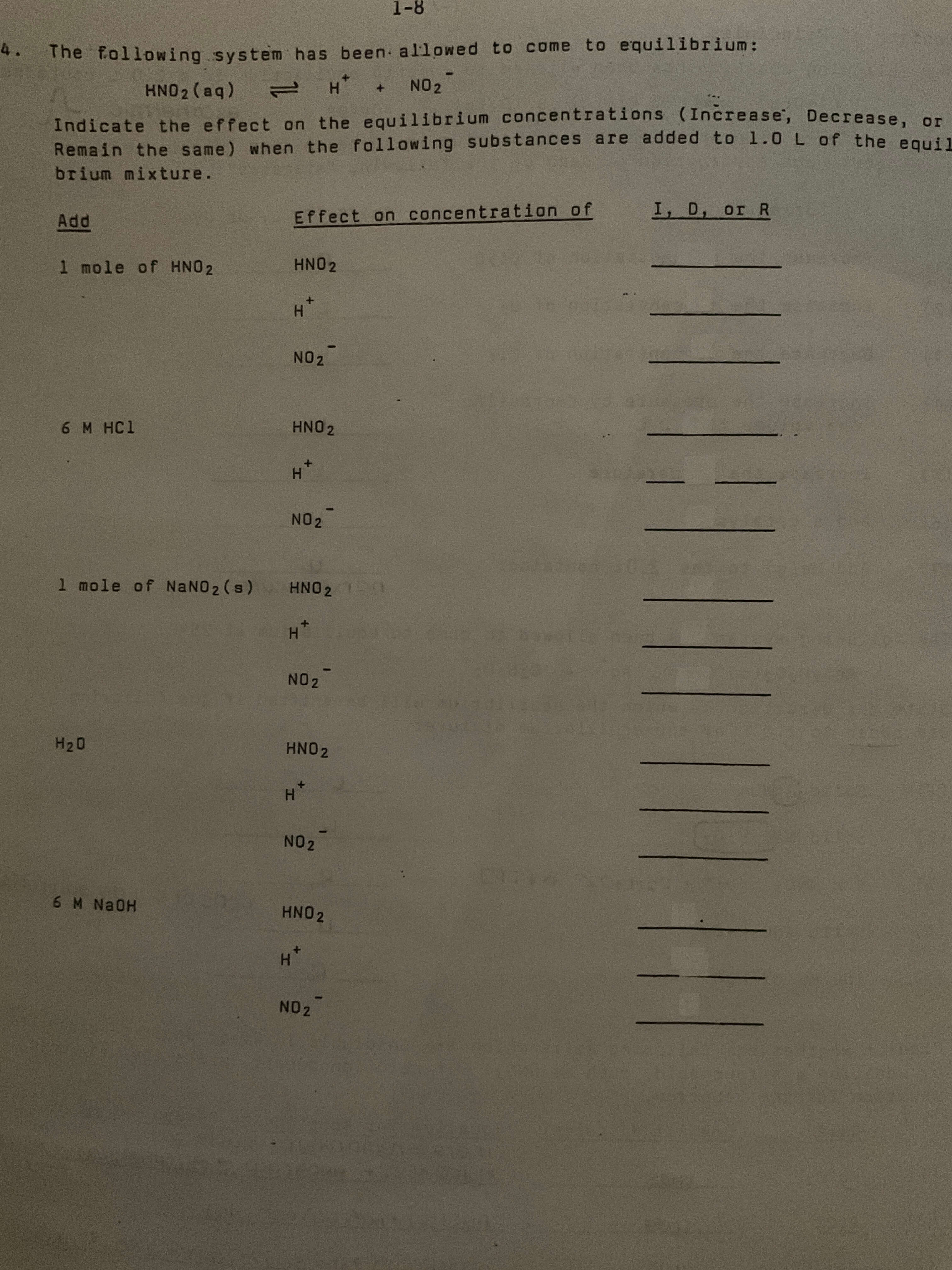 Solved The following system has been. allowed to come to | Chegg.com