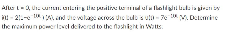 Solved After t=0, the current entering the positive terminal | Chegg.com