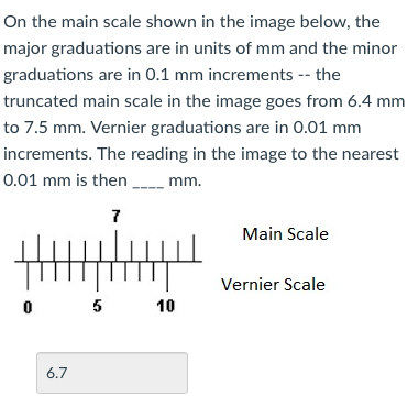 Solved On the main scale shown in the image below, the major | Chegg.com
