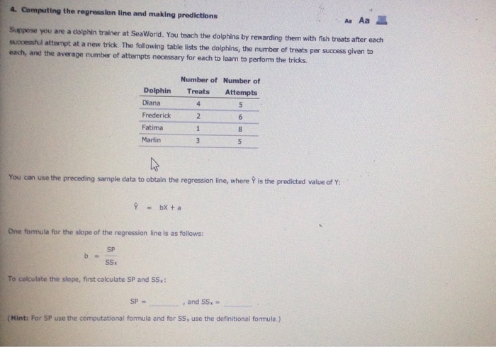 Solved 4, Computing the regression line and making | Chegg.com