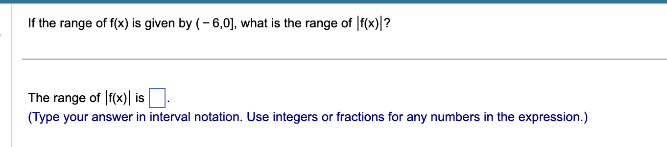Solved If the range of f(x) ﻿is given by (-6,0], ﻿what is | Chegg.com