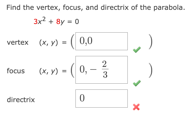 Solved Find the vertex, focus, and directrix of the | Chegg.com
