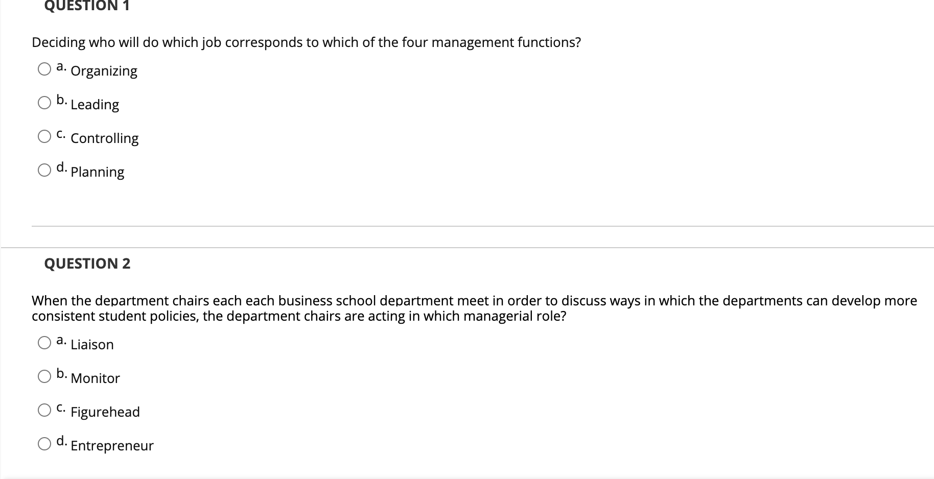 Solved QUESTION 1 Deciding who will do which job corresponds | Chegg.com