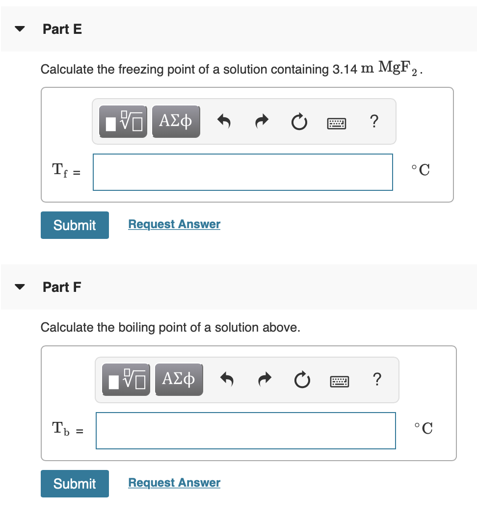 Solved - Part C Calculate the freezing point of a solution | Chegg.com