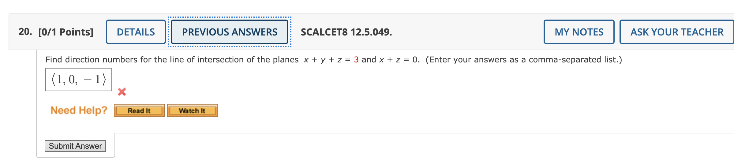 Solved Find direction numbers for the line of intersection | Chegg.com