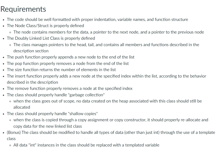 Solved In this project we will be creating a doubly linked | Chegg.com