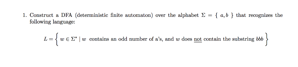 Solved I. Construct a DFA (deterministic finite automaton) | Chegg.com