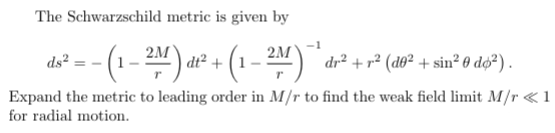 Solved The Schwarzschild metric is given by | Chegg.com