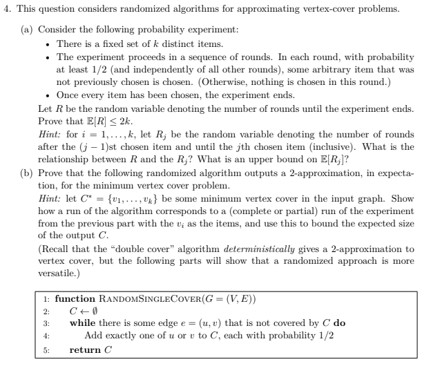 Solved This question considers randomized algorithms for | Chegg.com