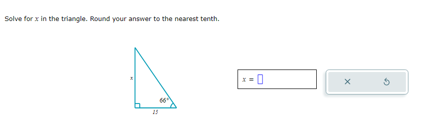 Solved Solve for x in the triangle. Round your answer to the | Chegg.com