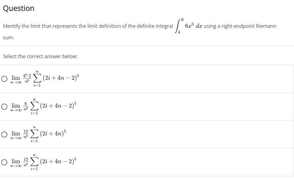 Solved Identify the limit that represents the limit | Chegg.com