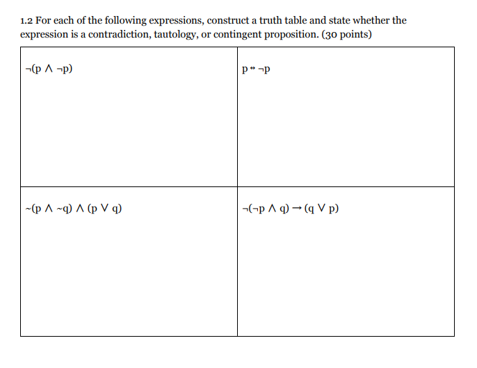 Solved 1.2 For each of the following expressions, construct | Chegg.com