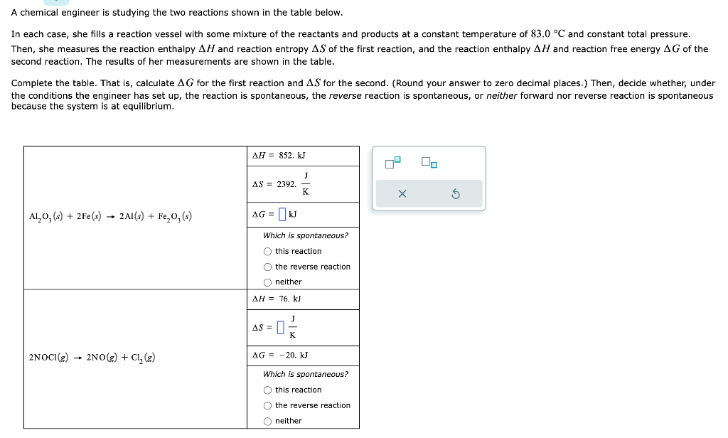 Solved A chemical engineer is studying the two reactions | Chegg.com