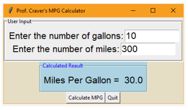 Solved Write a GUI program that calculates a car’s gas | Chegg.com