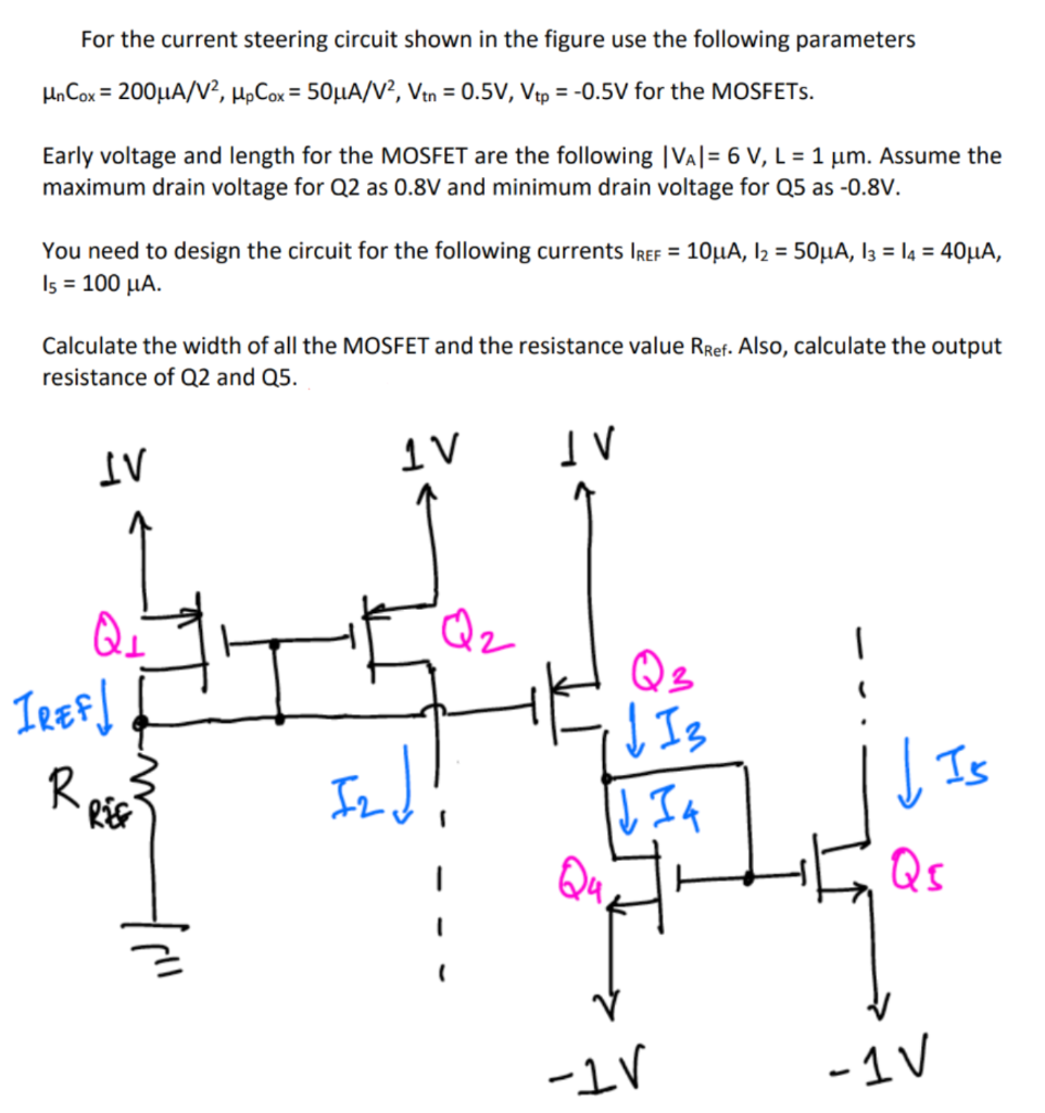 Solved For the current steering circuit shown in the figure | Chegg.com