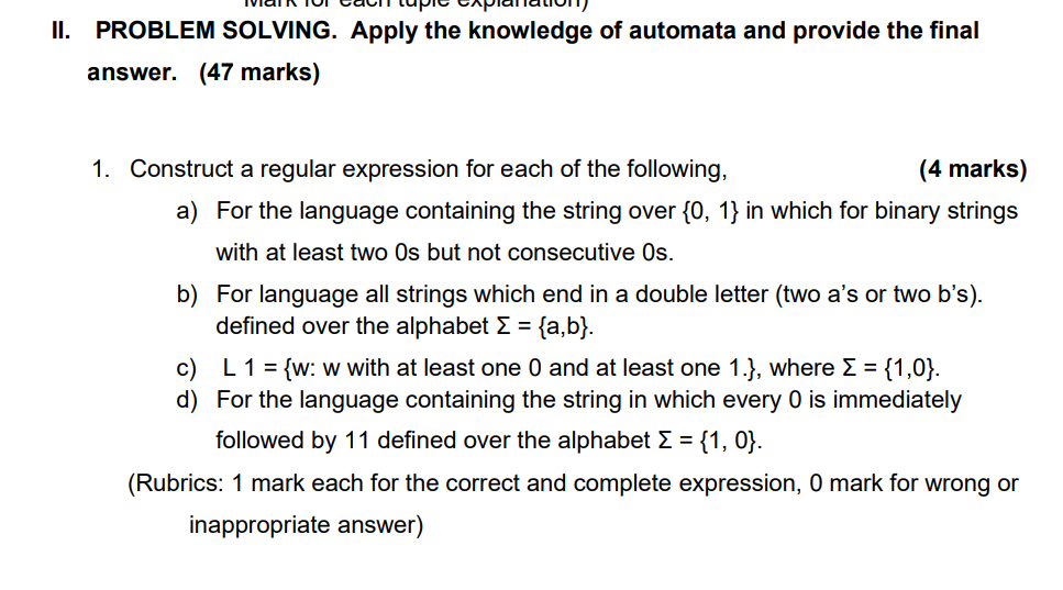 Solved PROBLEM SOLVING. Apply the knowledge of automata and | Chegg.com