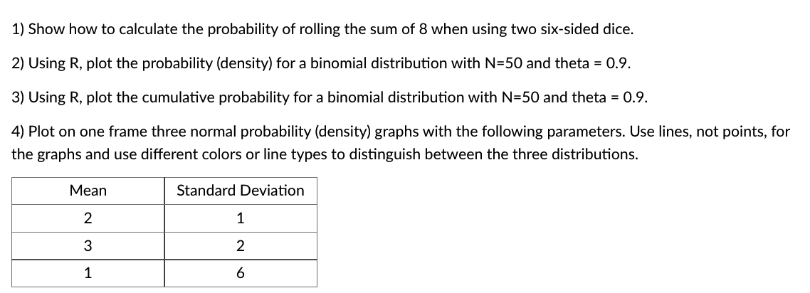 Solved 1) Show how to calculate the probability of rolling | Chegg.com