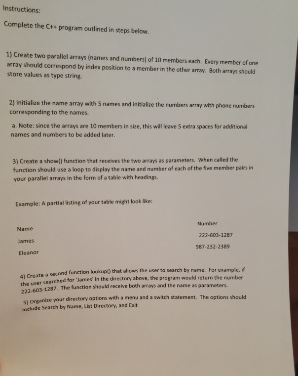 Solved Instructions: Complete the C++ program outlined in | Chegg.com