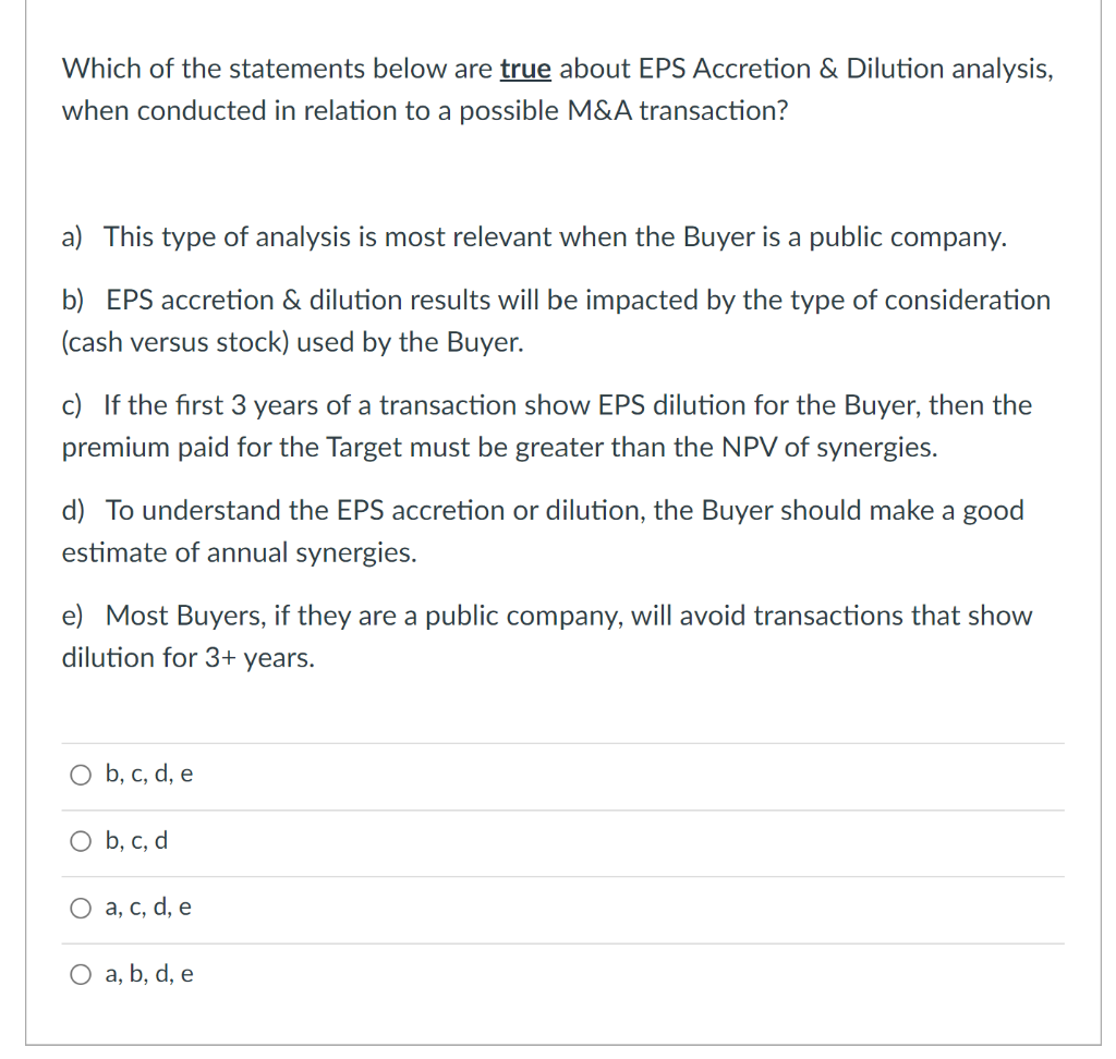 Which of the statements below are true about EPS | Chegg.com