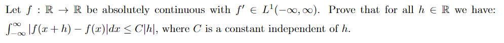 Solved Let f:R→R be absolutely continuous with f′∈L1(−∞,∞). | Chegg.com