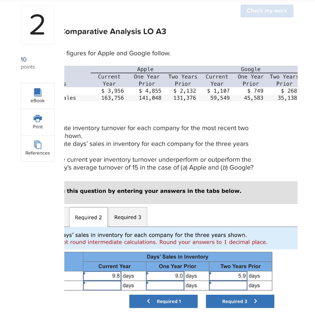 :omparative Analysis LO A3 figures for Apple and | Chegg.com
