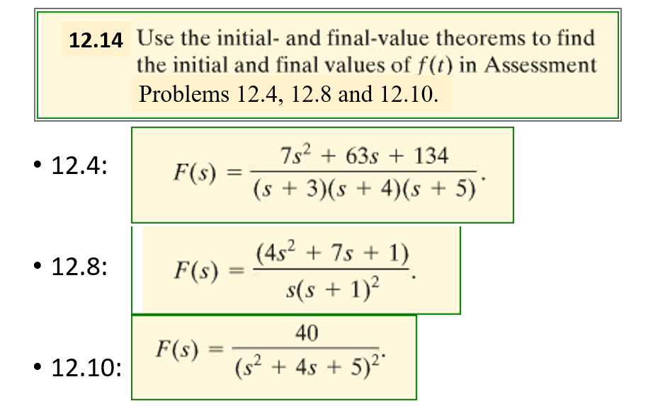 Solved 1214 Use The Initial And Final Value Theorems To 