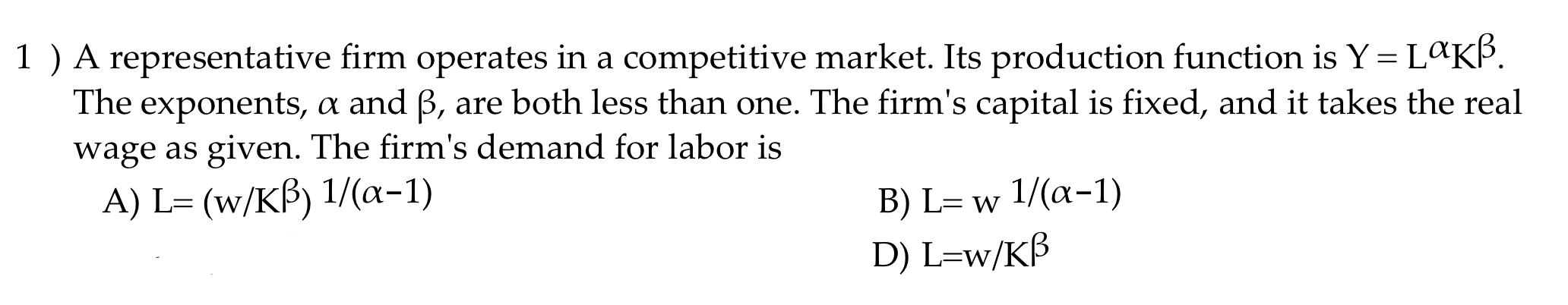 Solved 1 ) A representative firm operates in a competitive | Chegg.com