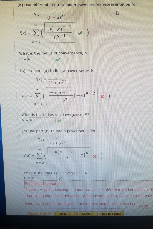 Solved (a) Use differentiation to find a power series | Chegg.com