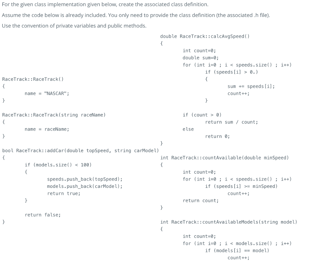 Solved For the given class implementation given below, | Chegg.com