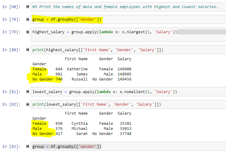 Solved Python Pandas Library How do I write the yellow | Chegg.com