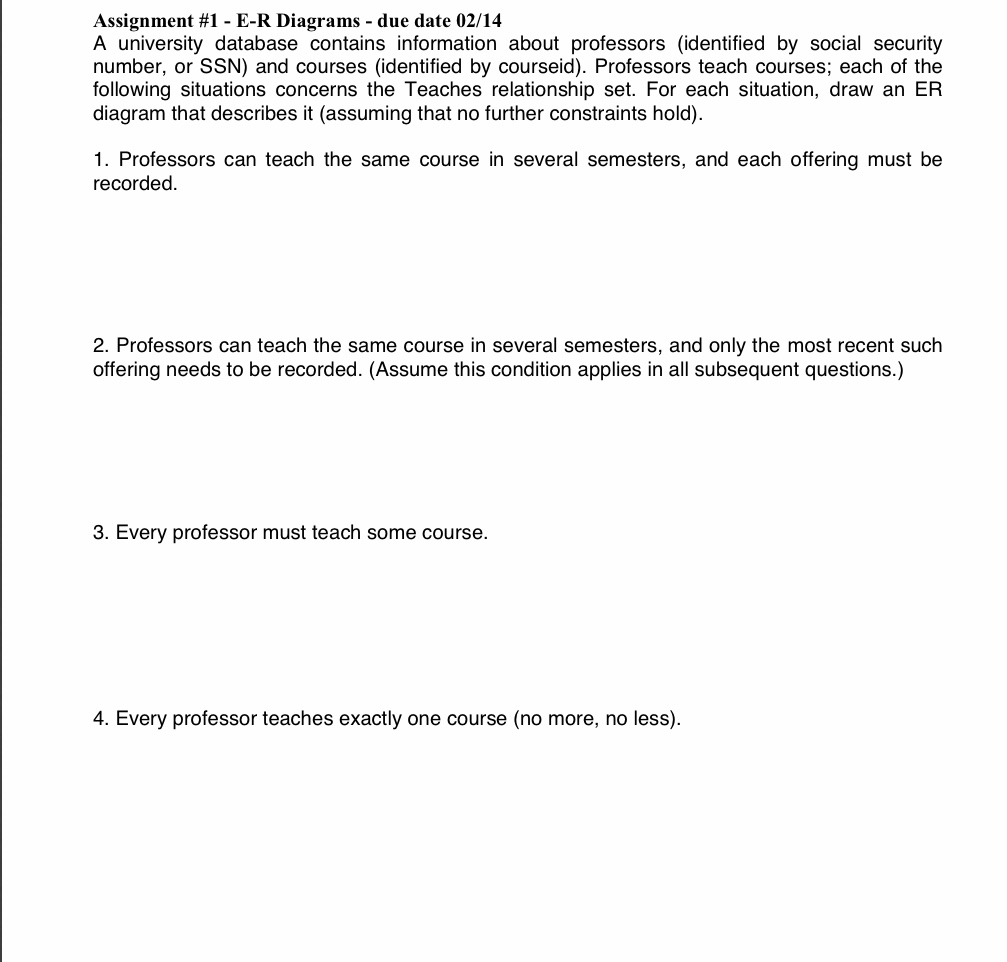 Solved Assignment #1 - E-R Diagrams - due date 02/14 A | Chegg.com