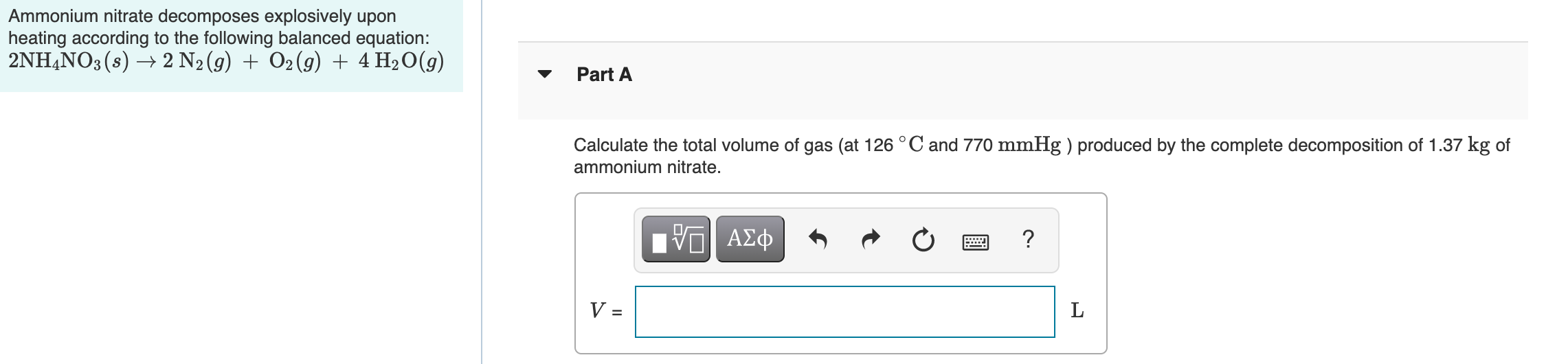 Solved Ammonium nitrate decomposes explosively upon heating | Chegg.com