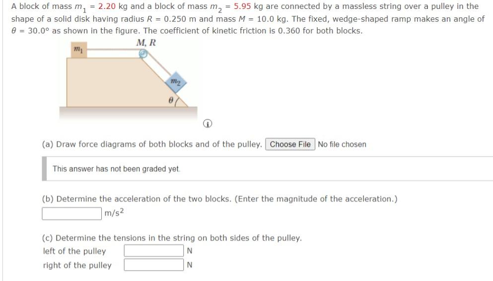 Solved A block of mass m1=2.20 kg and a block of mass | Chegg.com