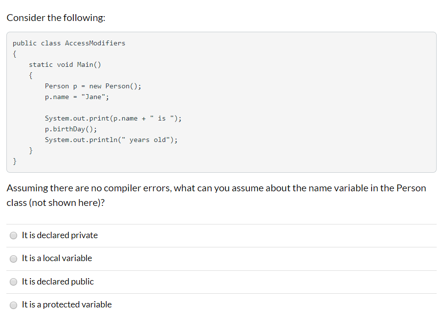 Solved There is a problem with this variable initialization? | Chegg.com